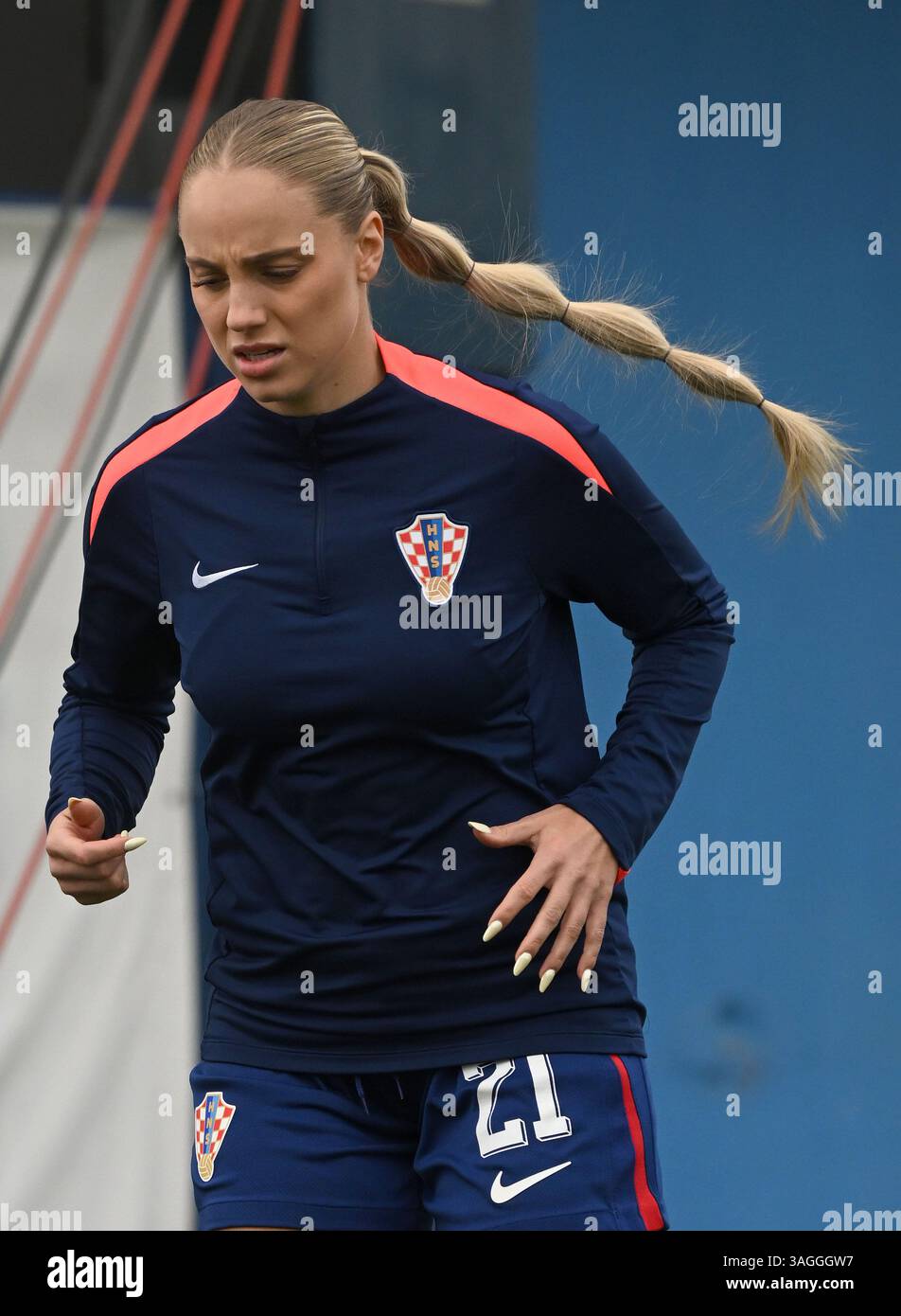 ZAGREB, CROATIA - APRIL 8: Croatia's Ana Maria Markovic warms up during ...