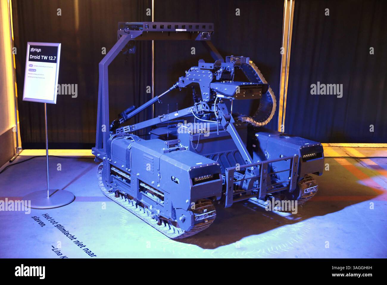 The Droid TW 12.7 ground-based robotic system is displayed during a ...