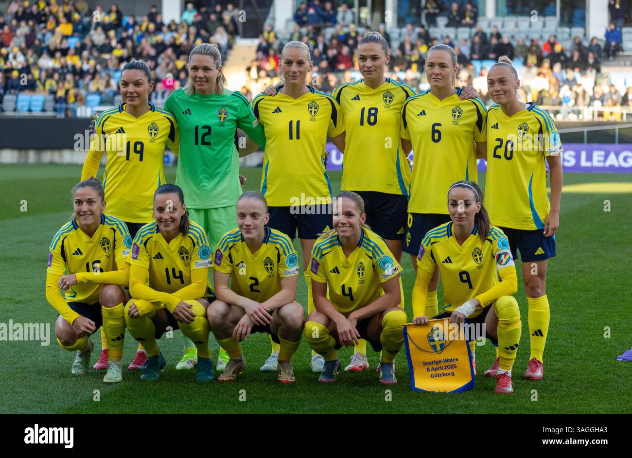 Gothenburg, Sweden. 8th Apr 2025. Photo line up of Sweden before start ...