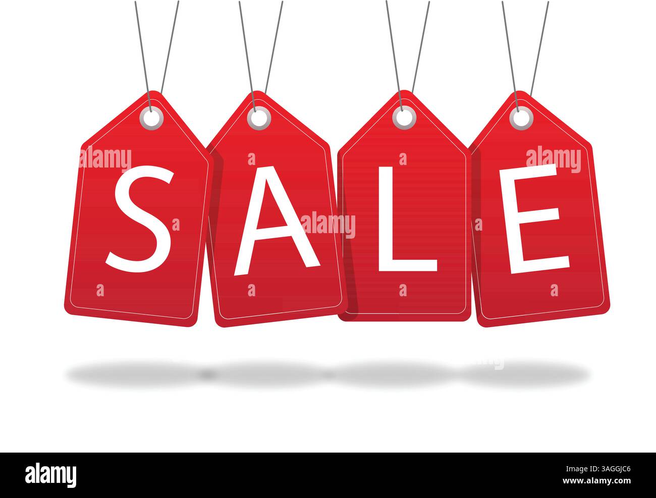 Red hanging sales tags with shadow isolated on transparent background ...