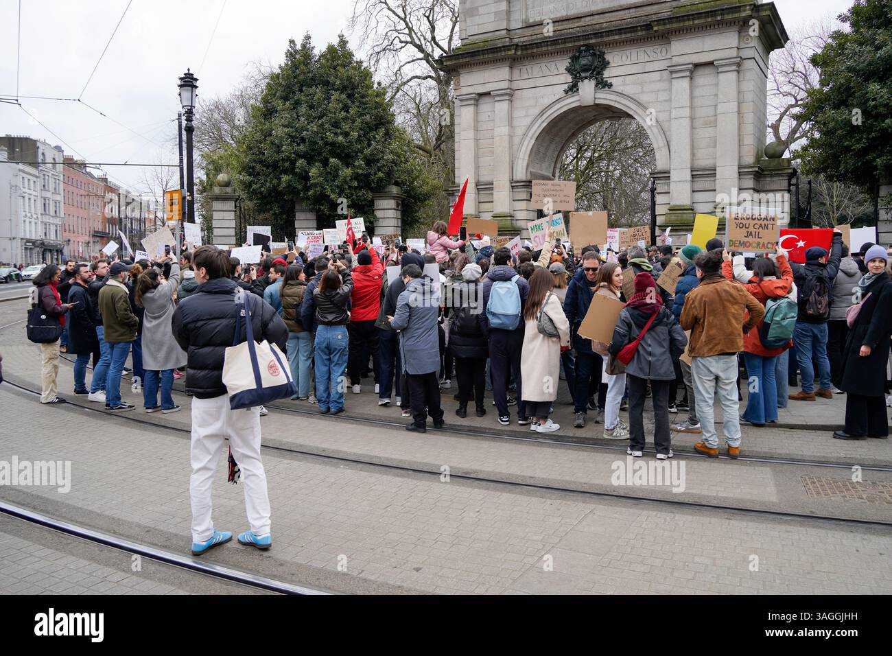 Turkish community protest in Dublin City Ireland March 2025 Stock Photo ...