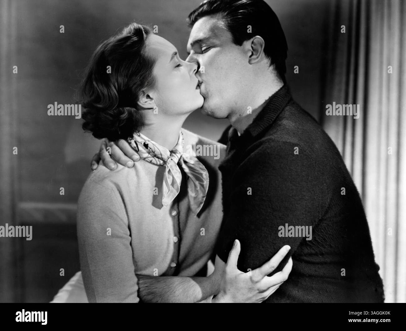 Christine White, Neville Brand, on-set of the film, "Man Crazy", 20th Century-Fox, 1953 Stock ...