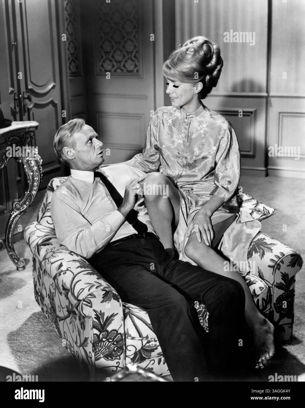 Richard Widmark, Inger Stevens, on-set of the film, "Madigan", Universal Pictures, 1968 Stock ...