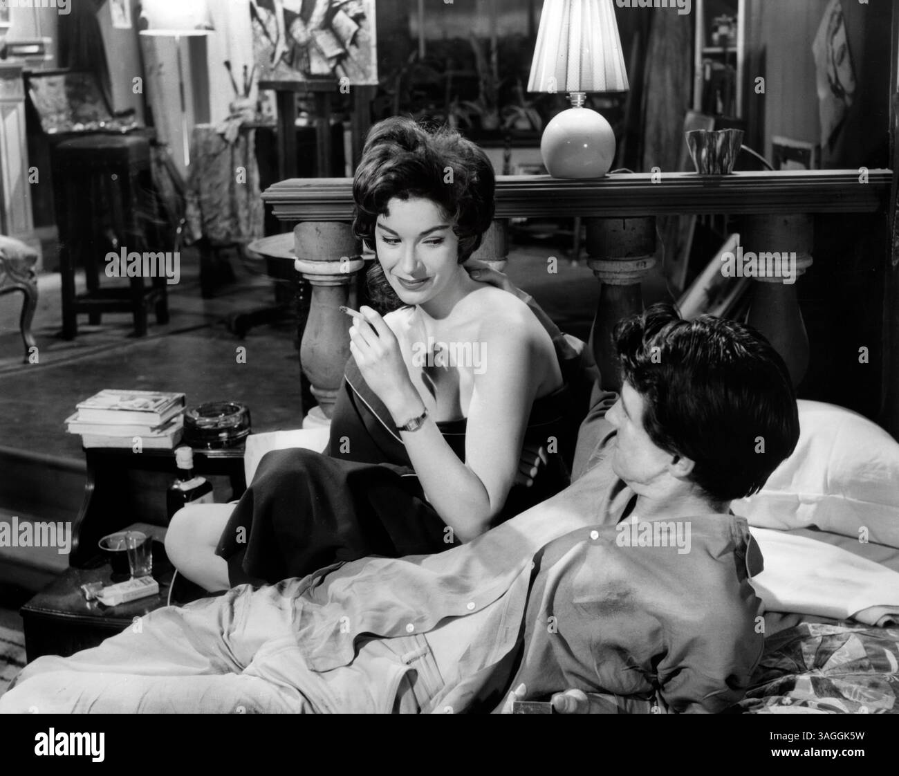 Maureen Connell, Charles Houston, on-set of the film, "The Man Upstairs ...