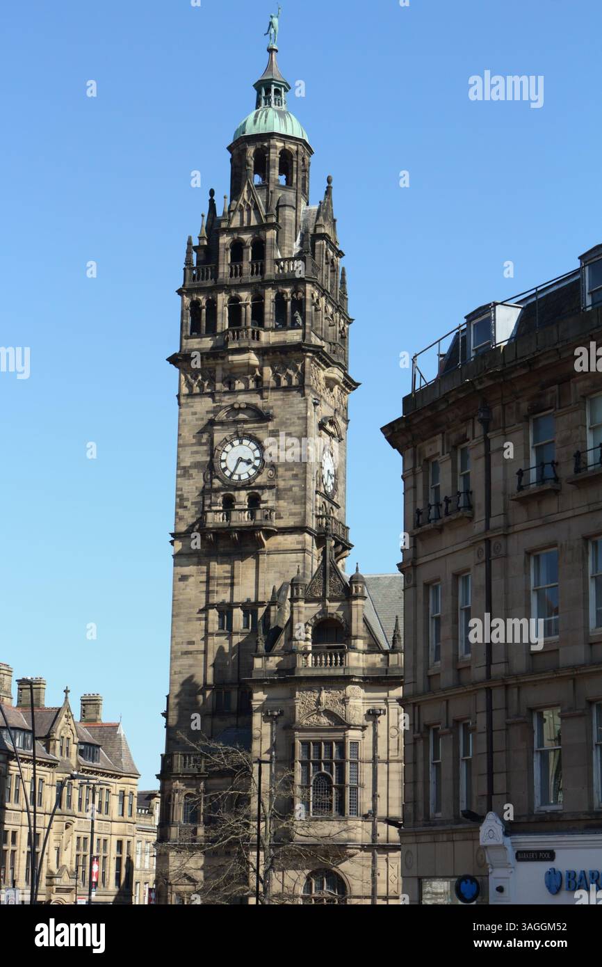 Sheffield Town Hall Clock Tower in city centre, England, Grade I listed ...