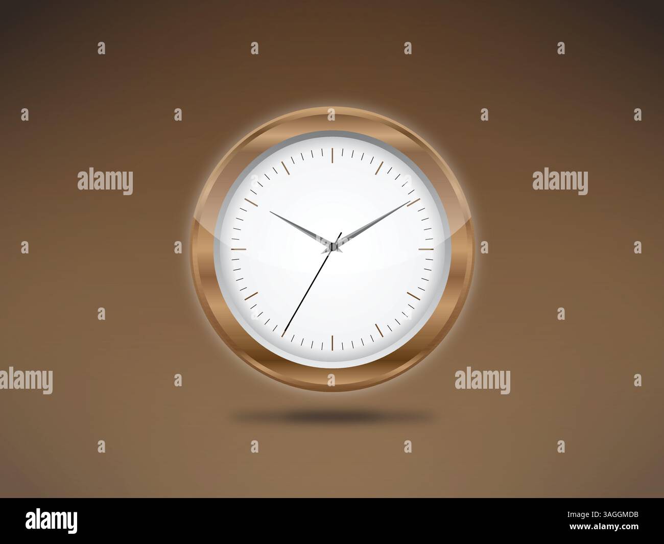 Brown wall clock with brown gradient background Stock Vector Image ...