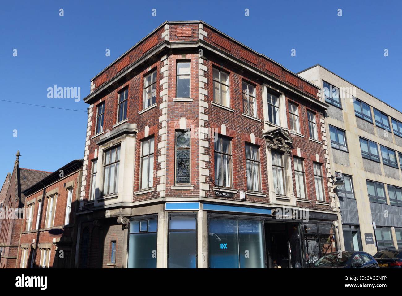 Ornate Red brick building on street corner of Campo Lane Sheffield city ...