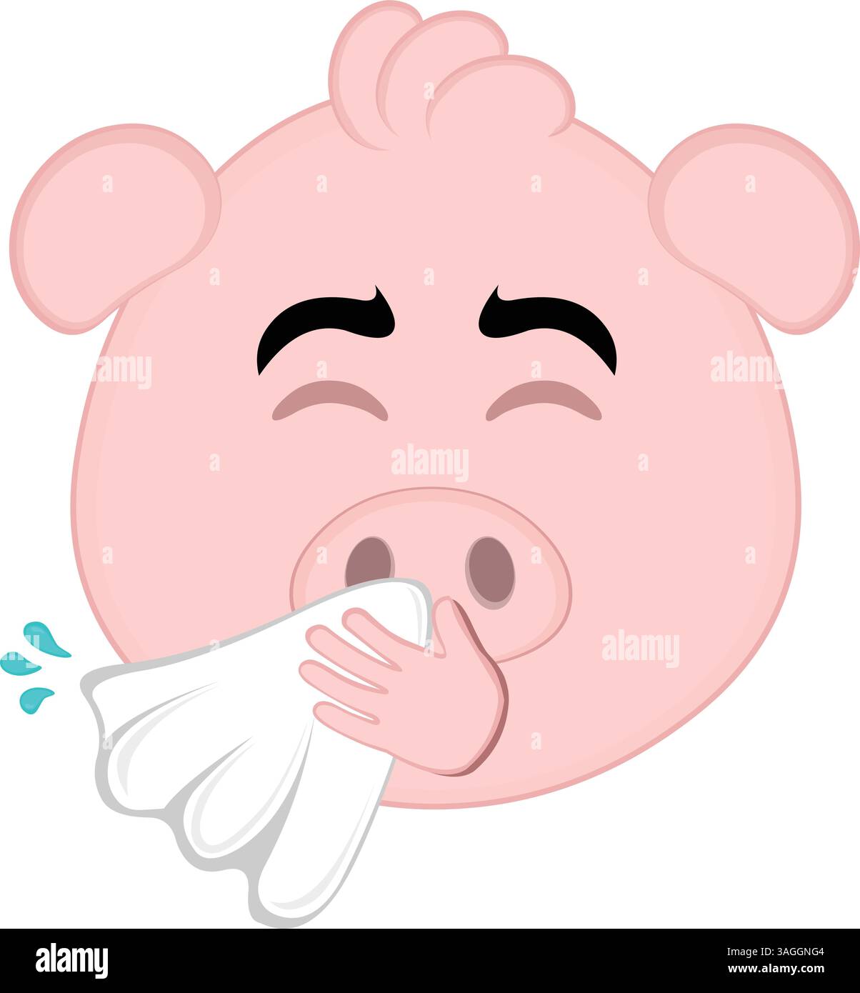 vector illustration emoji character face pig cartoon, sneezing with a nose handkerchief Stock ...