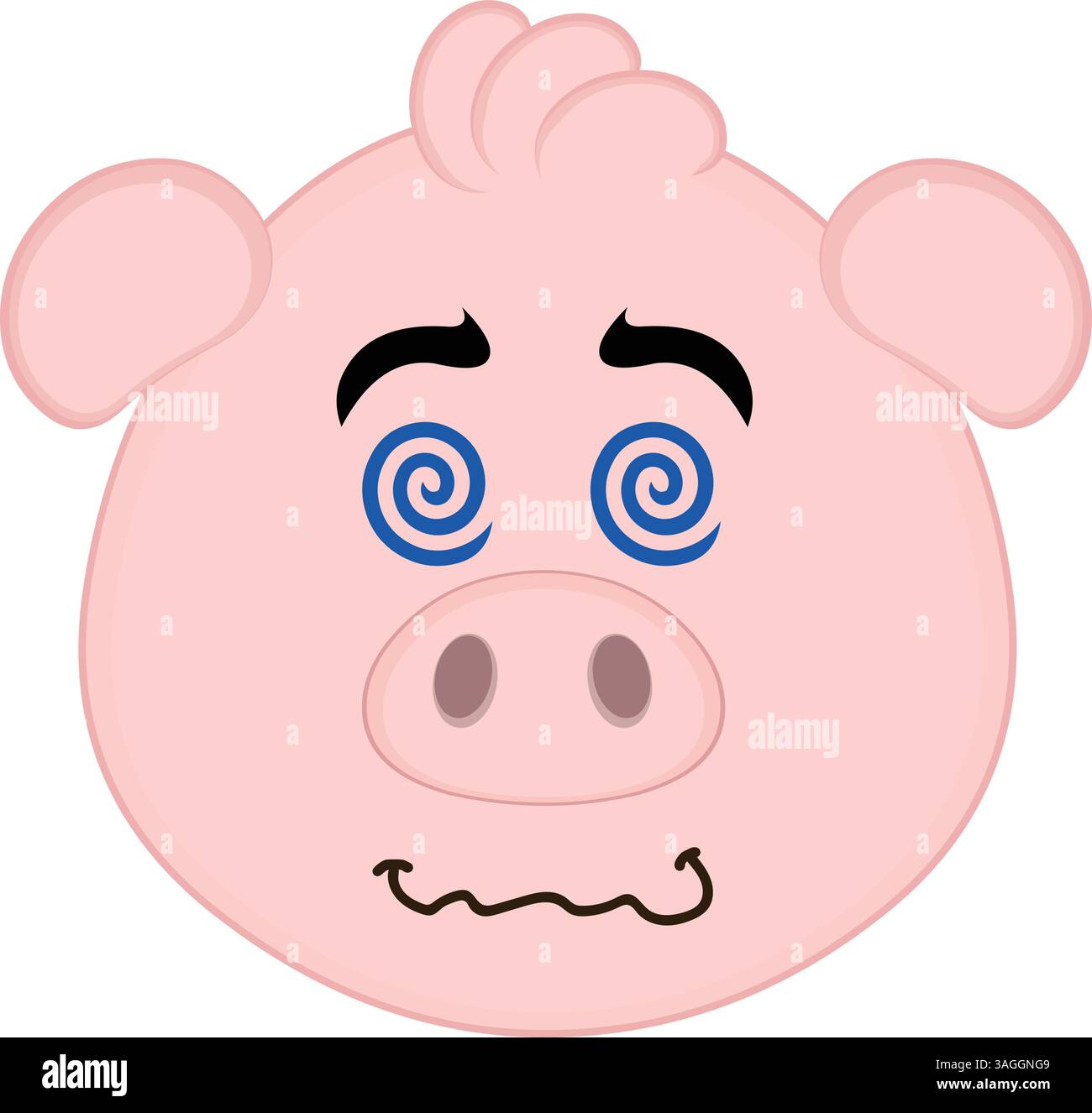 vector illustration emoji character face pig cartoon, hypnotized or ...