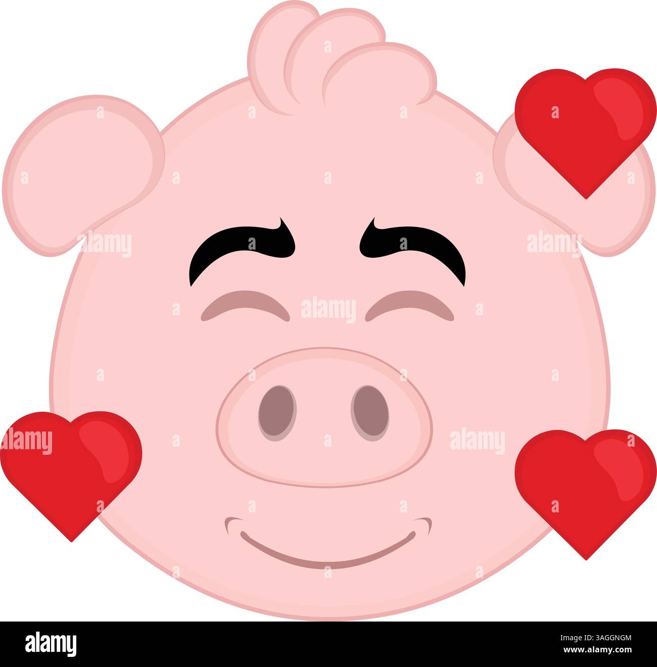 vector illustration emoji character face pig cartoon, with an joy and love expression ...