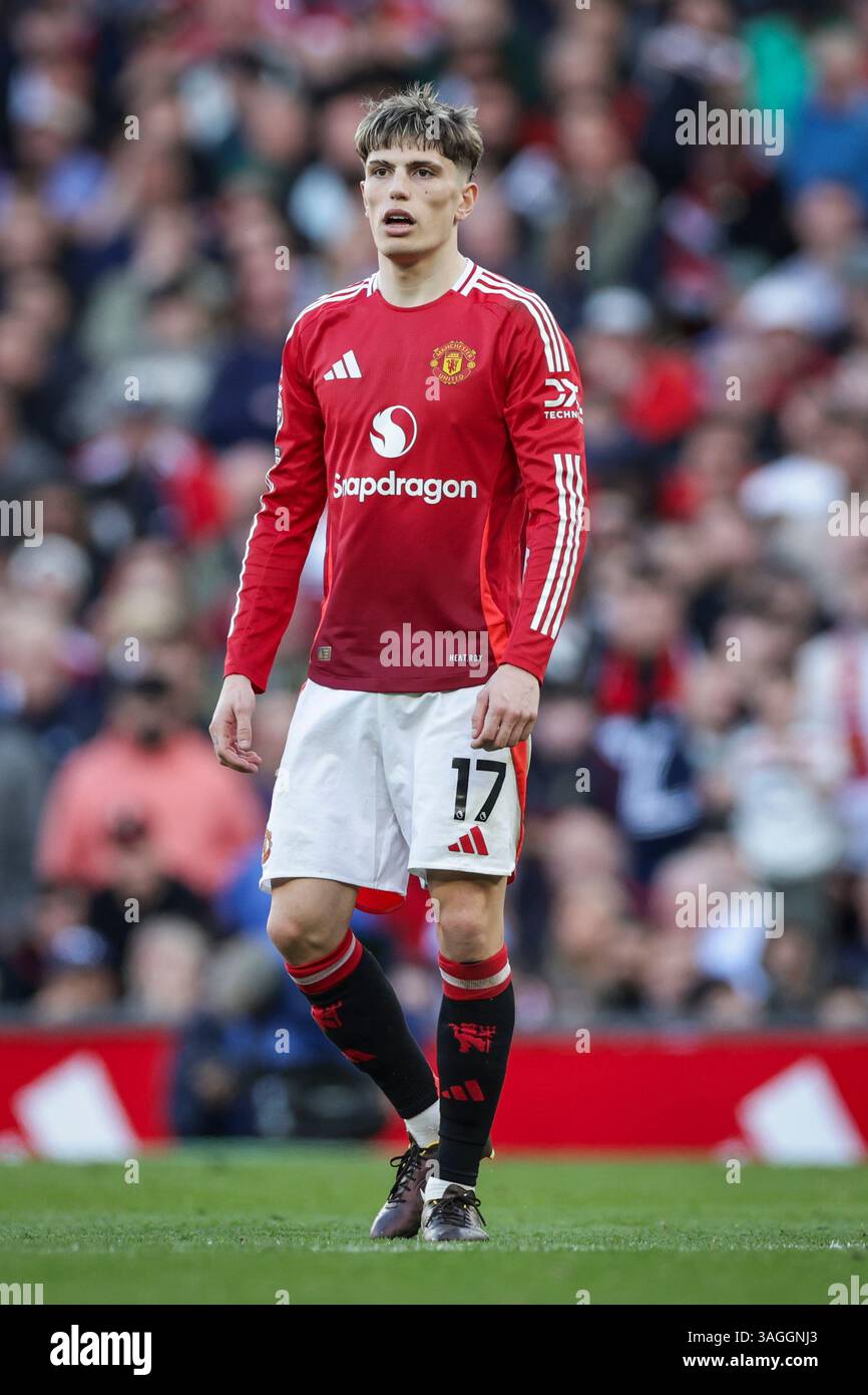 Manchester, UK. 06th Apr, 2025. Manchester United forward Alejandro ...