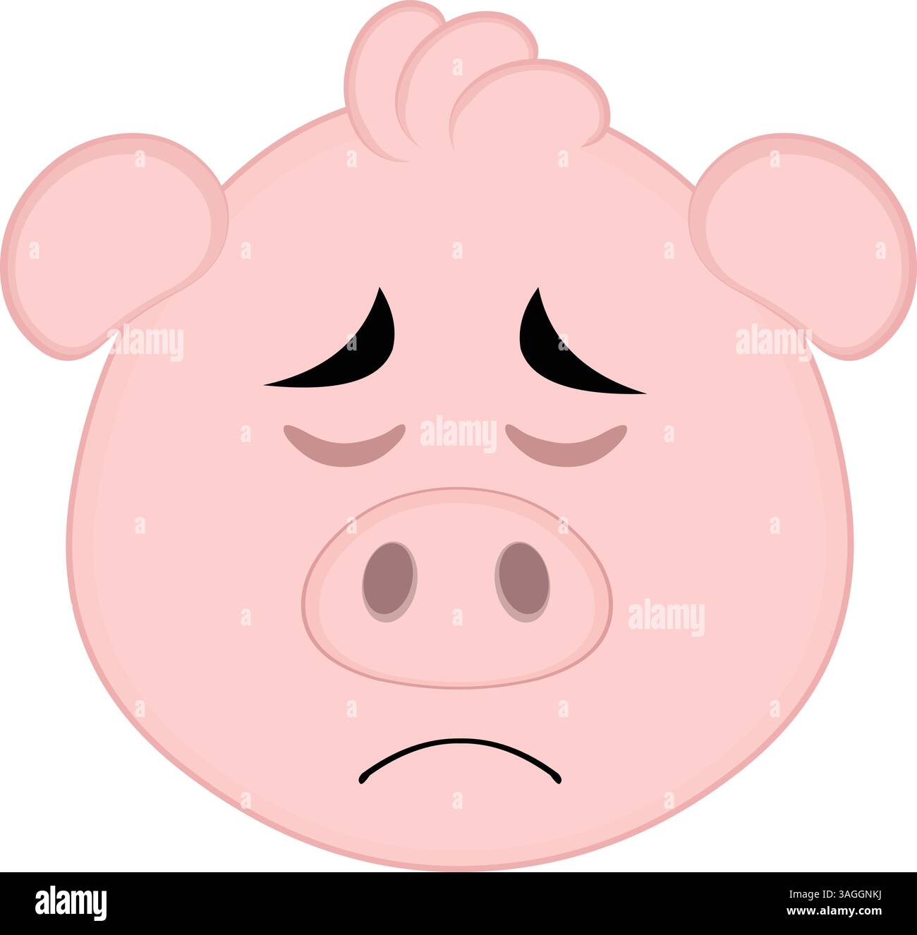 vector illustration emoji character face pig cartoon, with a sadness and regret expression Stock ...