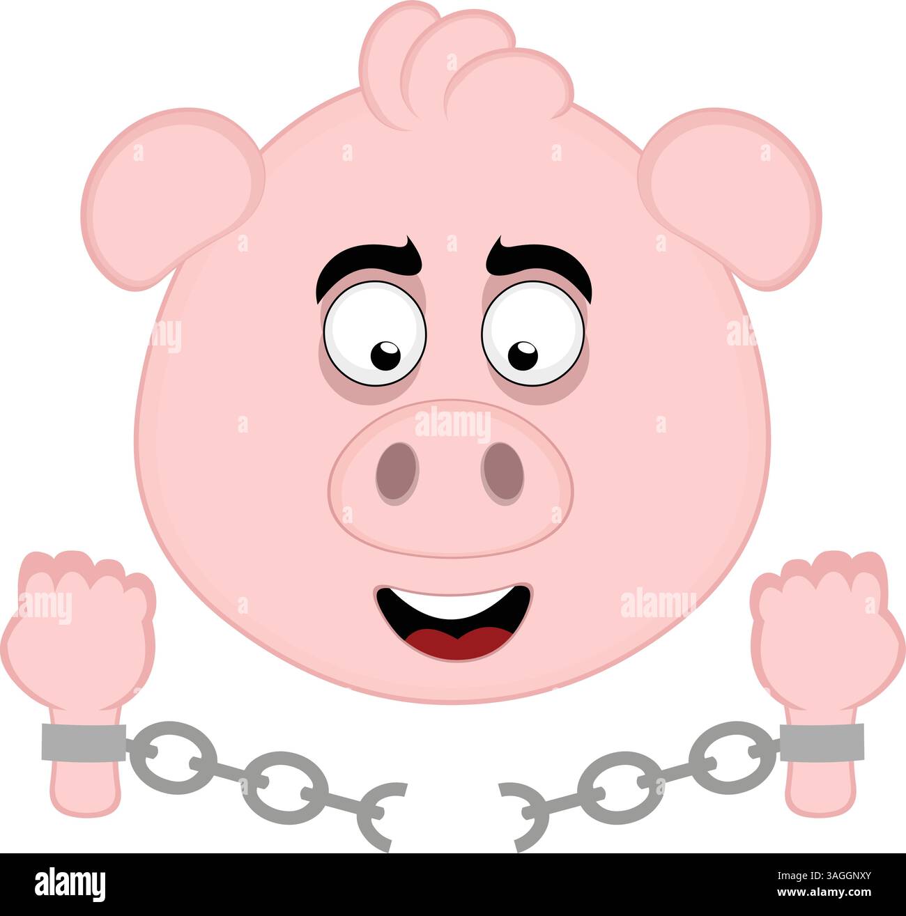 vector illustration emoji character face pig cartoon, breaking chains in freedom and ...