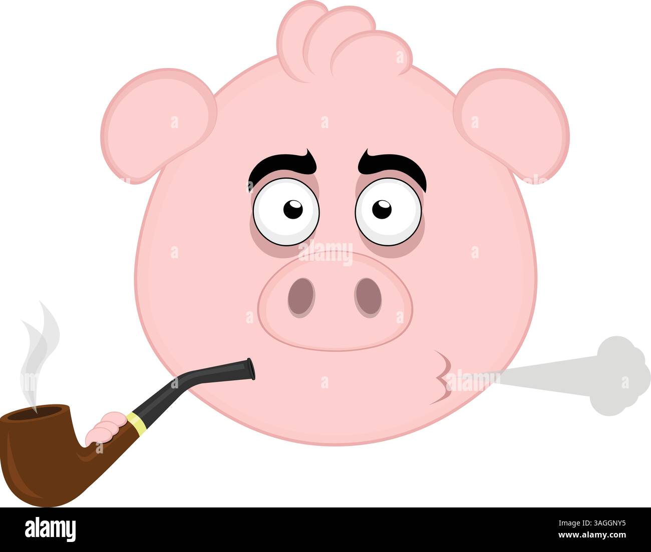 vector illustration emoji character face pig cartoon, smoking and ...
