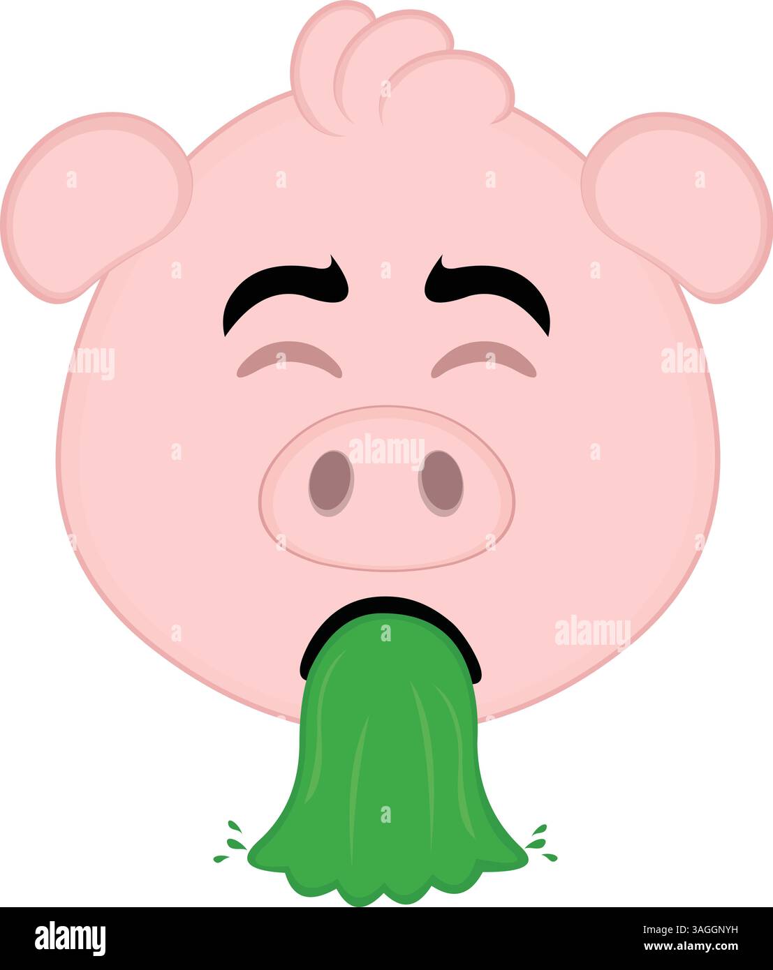vector illustration emoji character face pig cartoon, intoxicated and throwing vomiting Stock ...