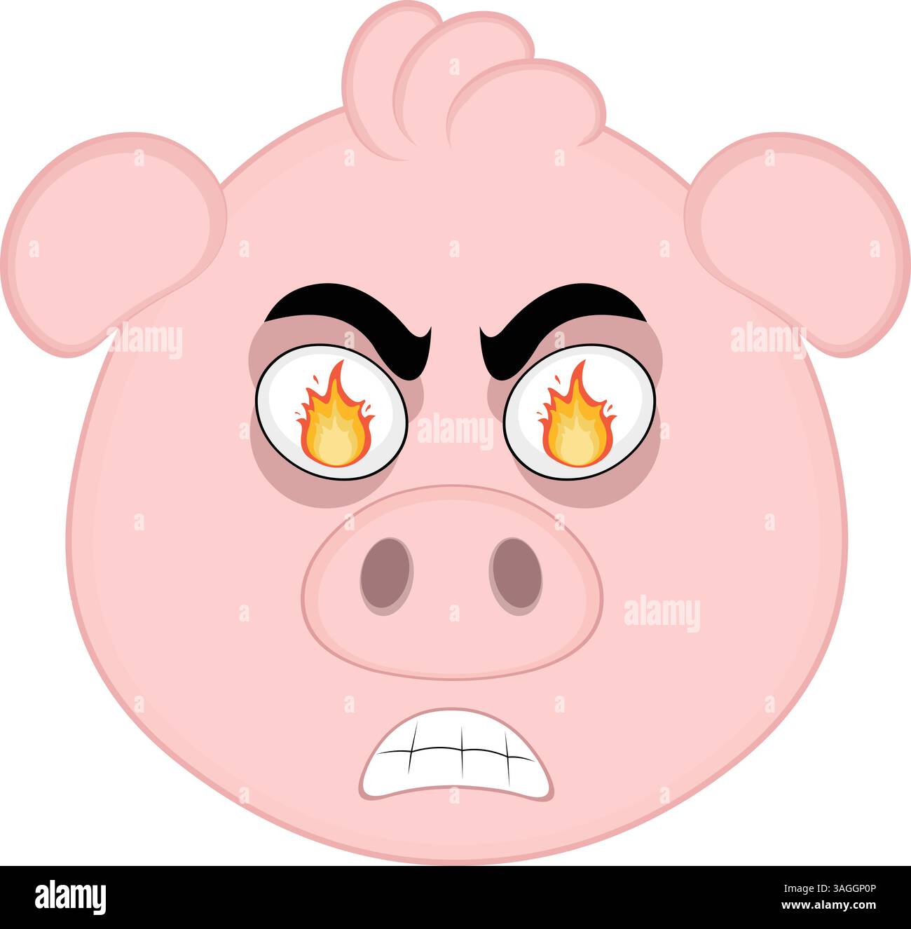 vector illustration emoji character face pig cartoon, with a furious ...