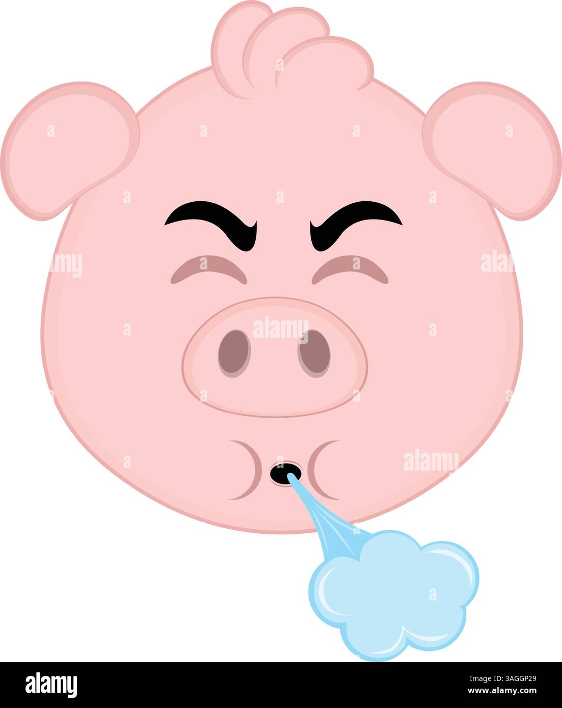 vector illustration emoji character face pig cartoon, with his mouth blowing air Stock Vector ...