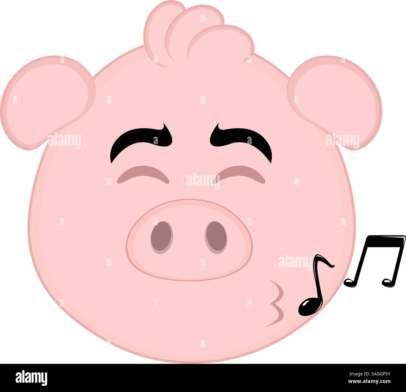 vector illustration emoji character face pig cartoon, whistling with ...