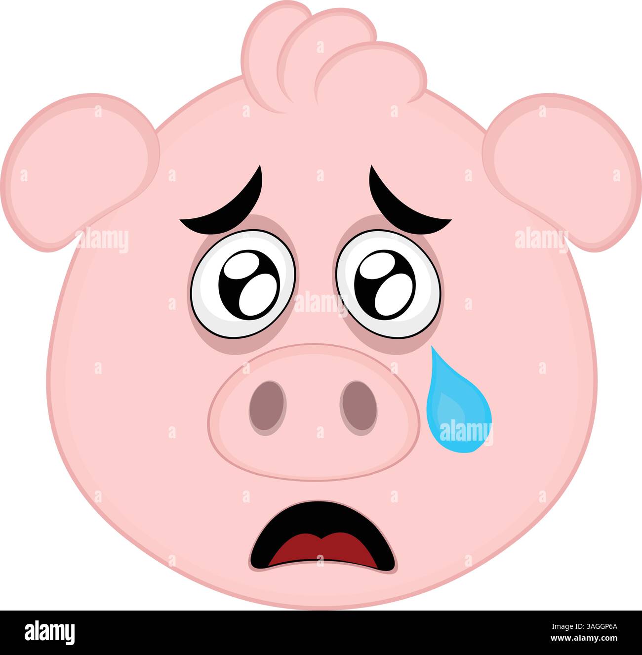 vector illustration emoji character face pig cartoon, with a sad ...
