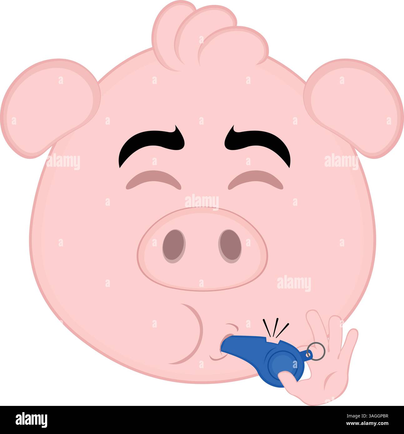 vector illustration emoji character face pig cartoon, with his mouth blowing a whistle Stock ...