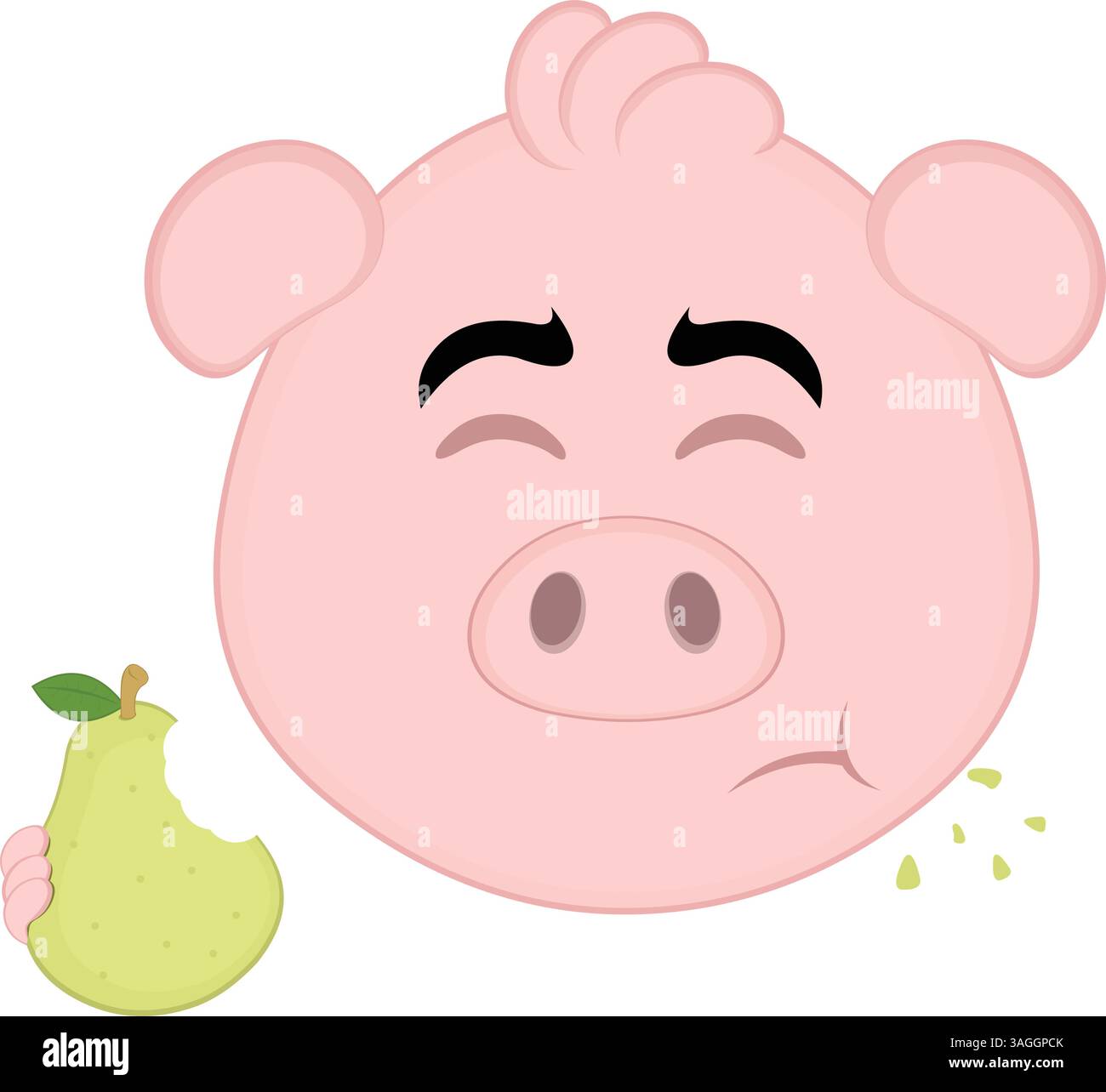 vector illustration emoji character face pig cartoon, eating pear fruit Stock Vector Image & Art ...