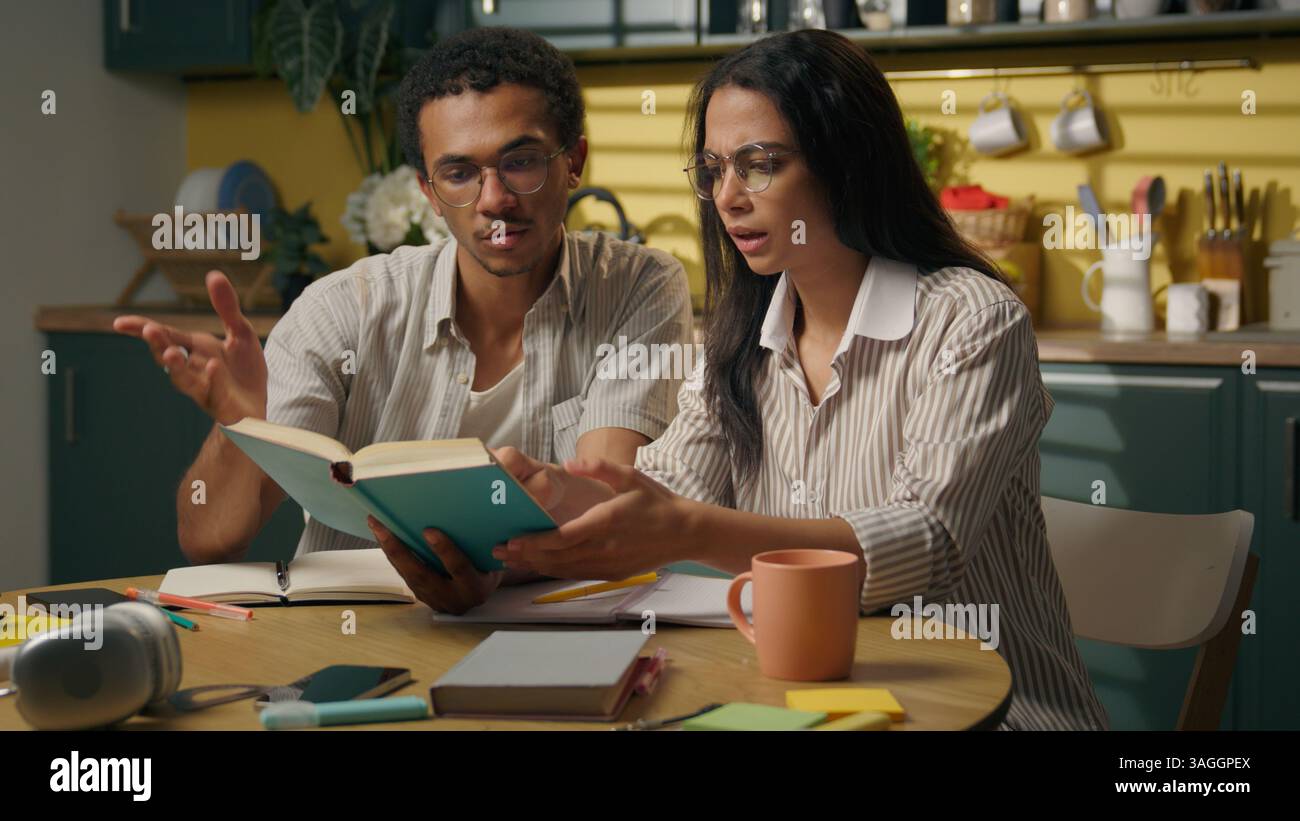 Two gen z teens African American guy Indian girl university students ...