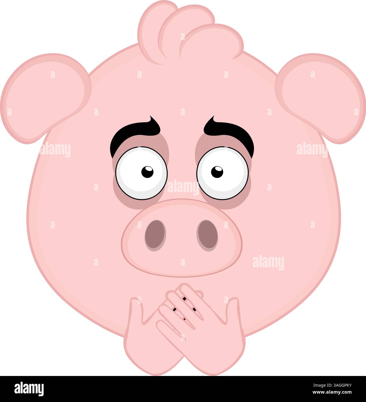 vector illustration emoji character face pig cartoon, covering its mouth with its hands, in ...