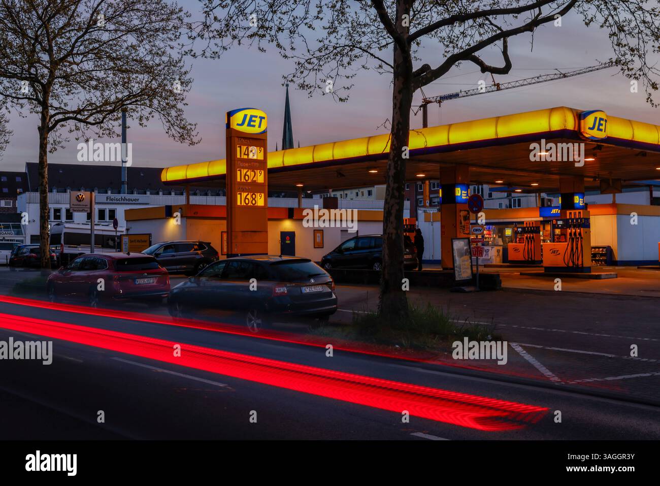 Cologne, Germany. 08th Apr, 2025. Prices for fuel are displayed at a ...