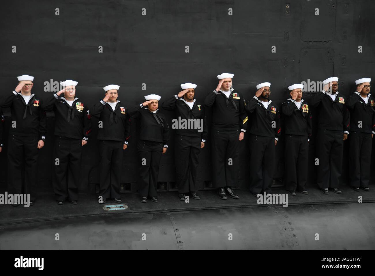 Groton, Connecticut, USA. 4th Apr, 2025. Sailors attached to the fast ...