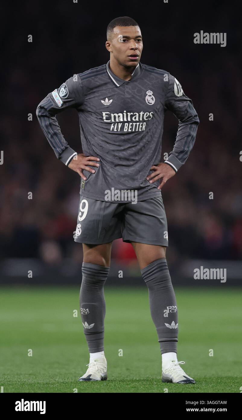 London, UK. 8th Apr, 2025. Kylian Mbappe of Real Madrid during the ...