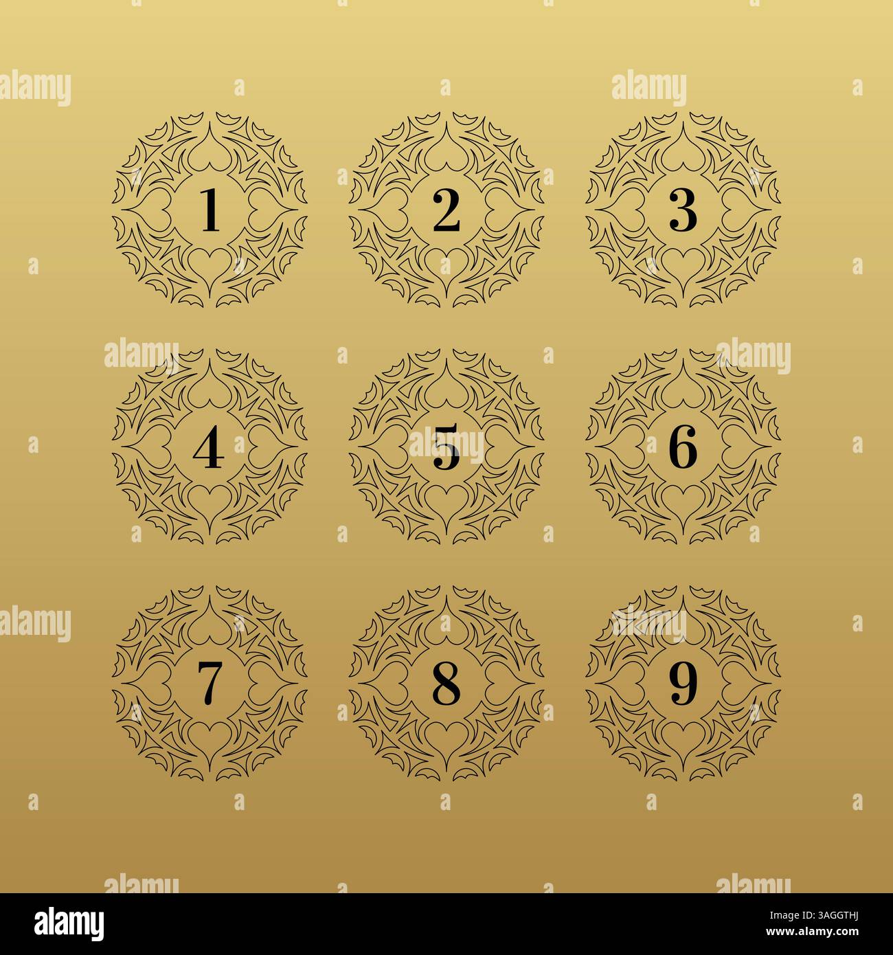 Numbers set. Frames in Linear Style. Design for Invitations, Posters ...