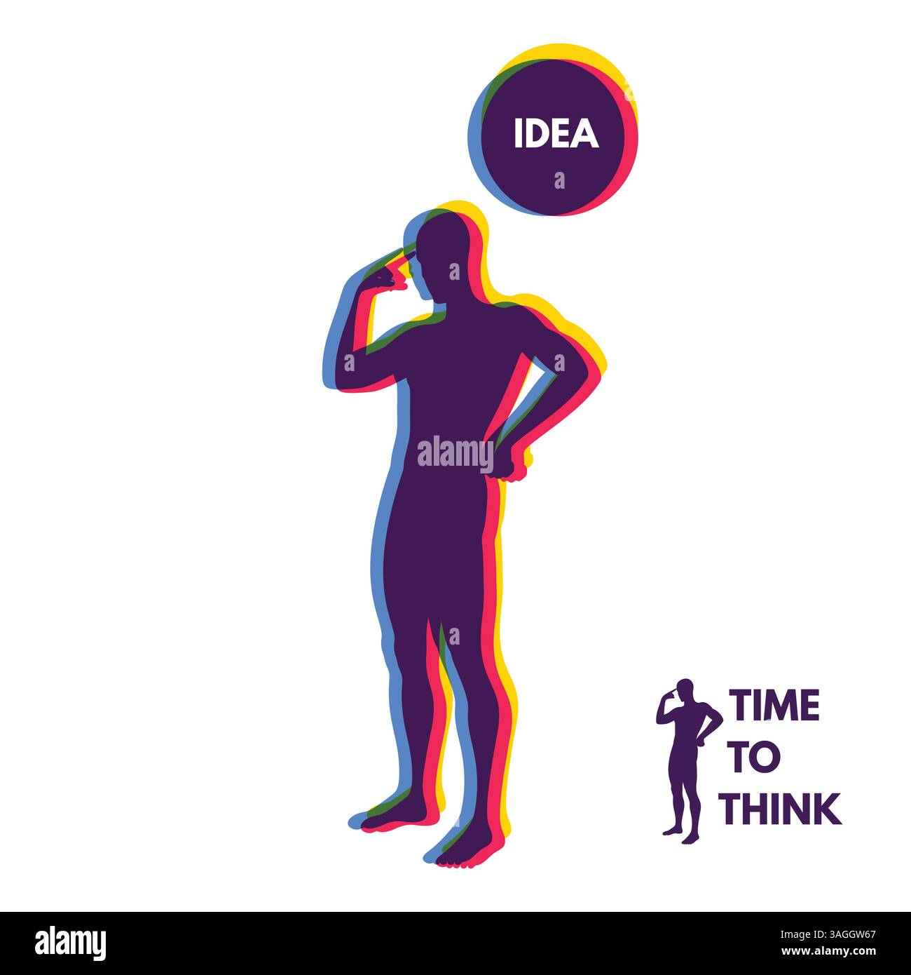 Thinking man. Silhouette of a standing man. Idea concept vector ...