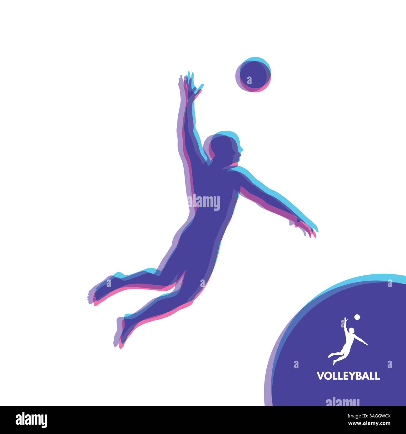 Men volleyball player silhouette vector hi-res stock photography and ...