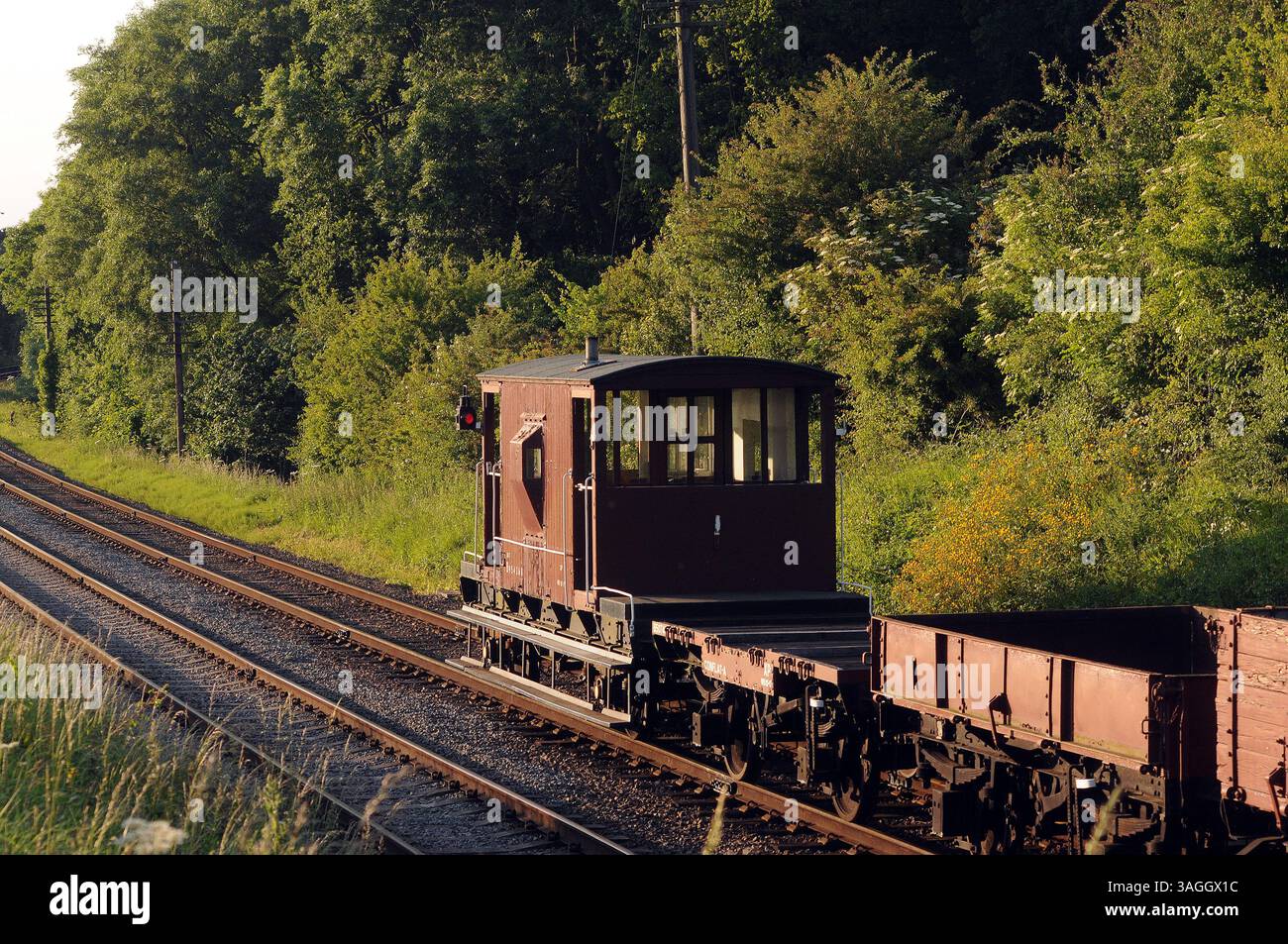 Brake van at the rear of a mixed goods train at Kinchley Lane Stock ...