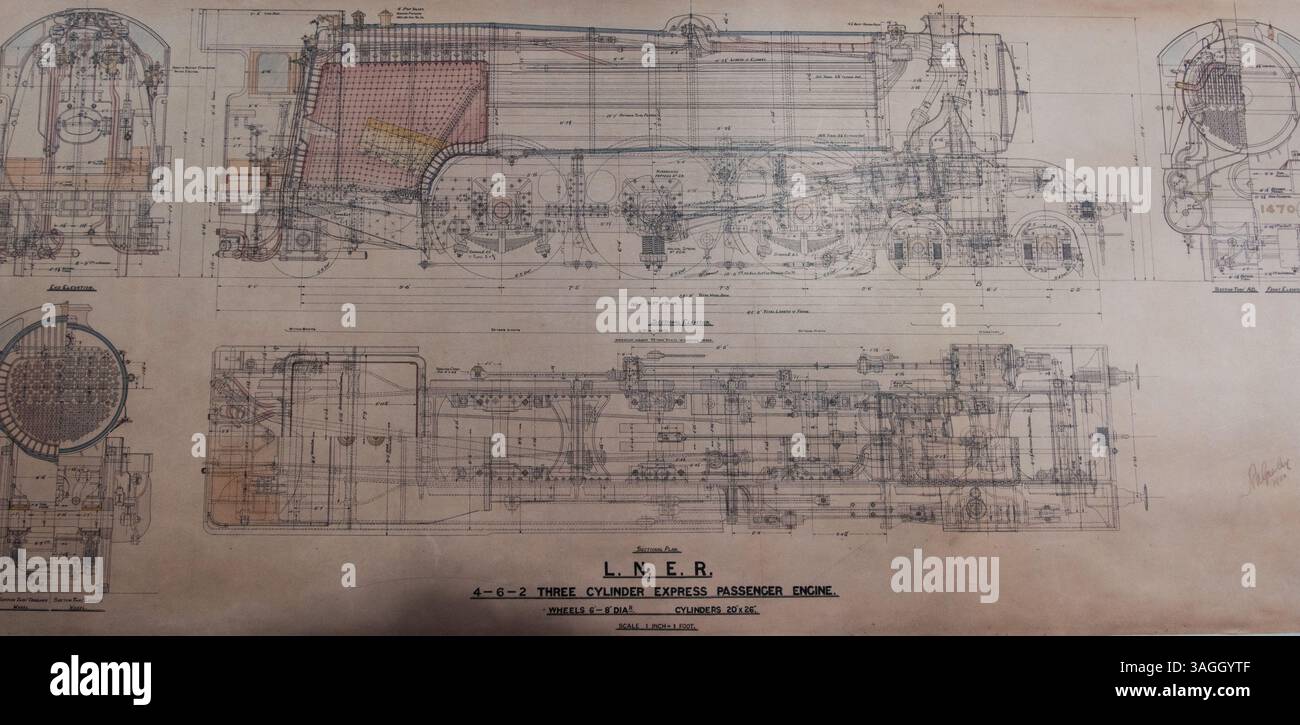 Design drawings for the Flying Scotsman class locomotive, The Great ...