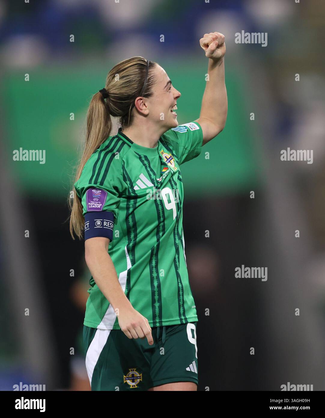 Northern Ireland's Simone Magill waves to fans after the UEFA Women's ...