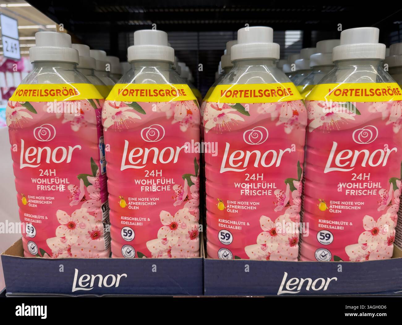 This image features Lenor fabric softener bottles designed to provide ...