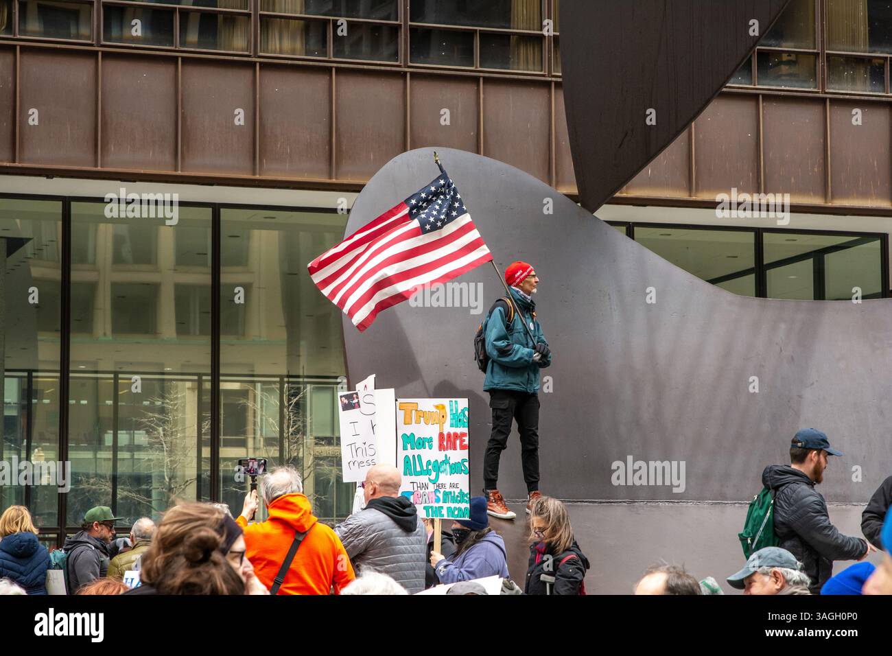 Chicago, Illinois, USA - April 5th, 2025: The "Hands Off" protest in ...