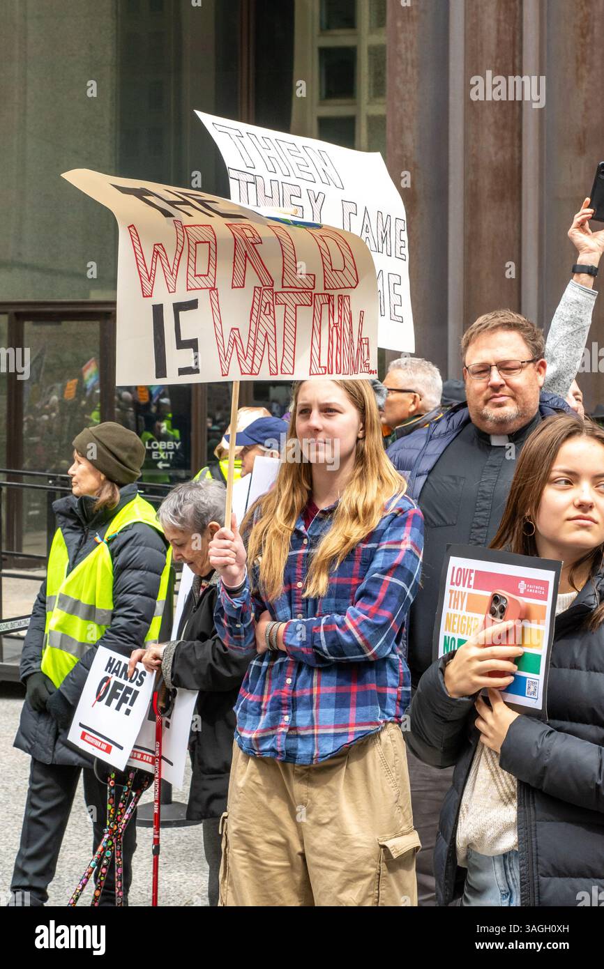Chicago, Illinois, USA - April 5th, 2025: The "Hands Off" protest in ...