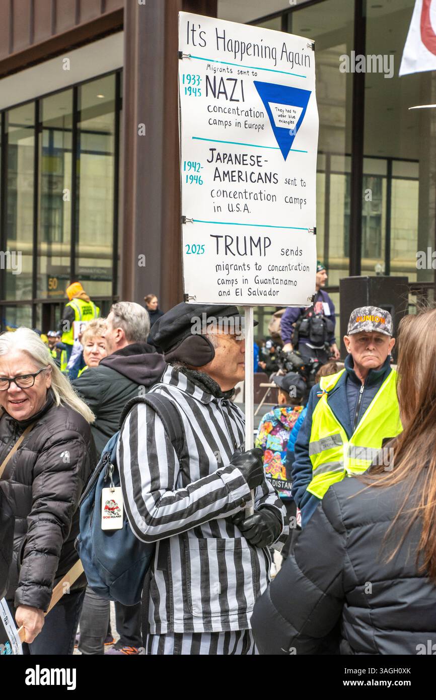 Chicago, Illinois, USA - April 5th, 2025: The "Hands Off" protest in ...