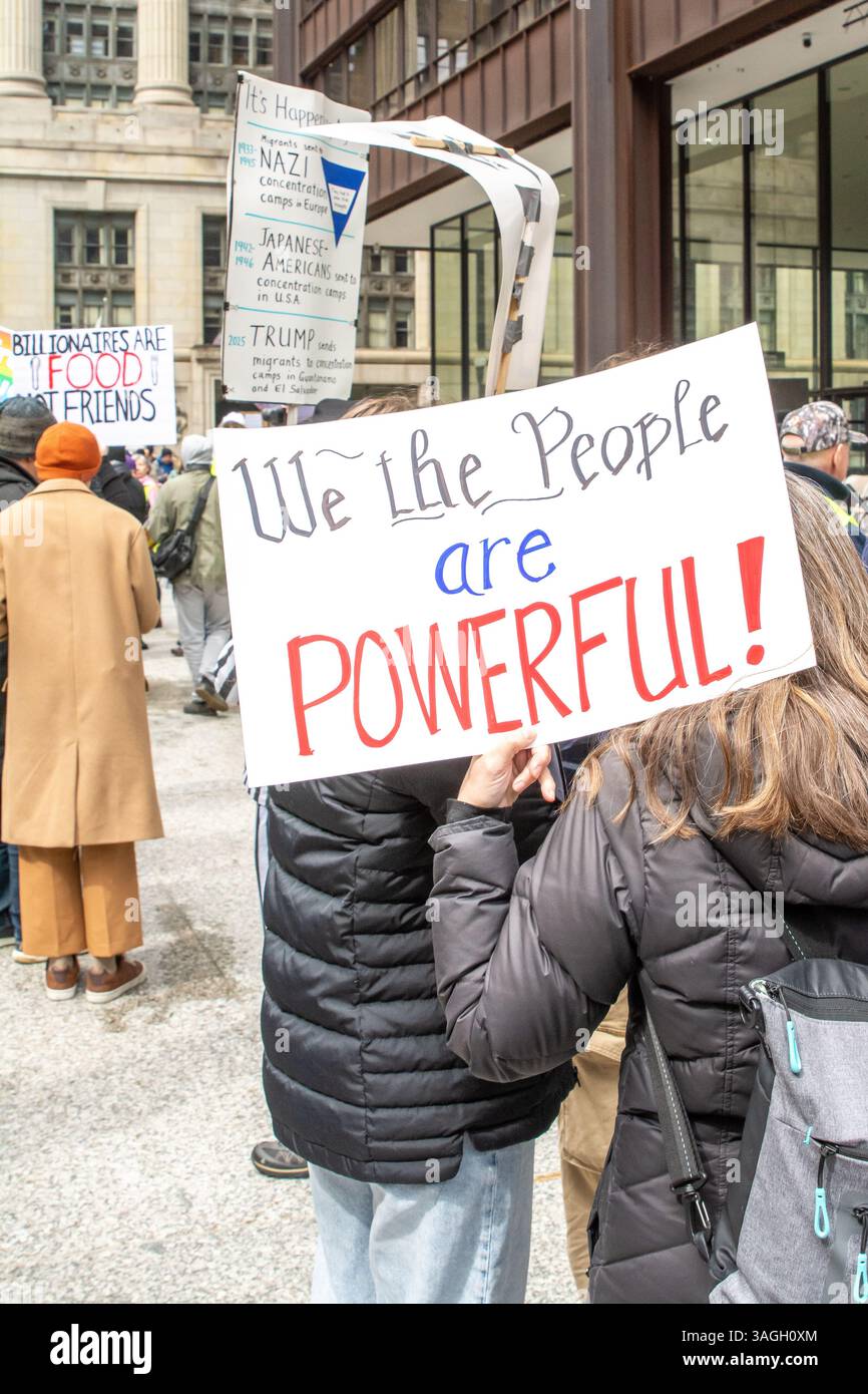 Chicago, Illinois, USA - April 5th, 2025: The "Hands Off" protest in ...