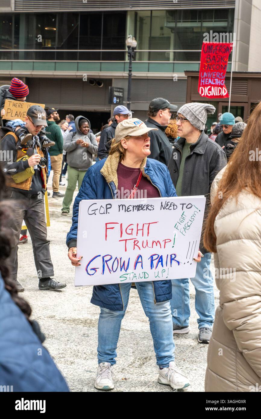 Chicago, Illinois, USA - April 5th, 2025: The "Hands Off" protest in ...