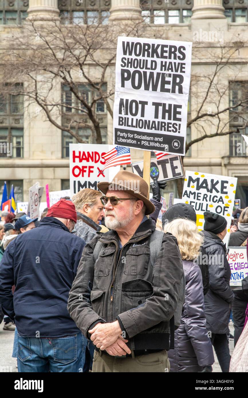 Chicago, Illinois, USA - April 5th, 2025: The "Hands Off" protest in ...