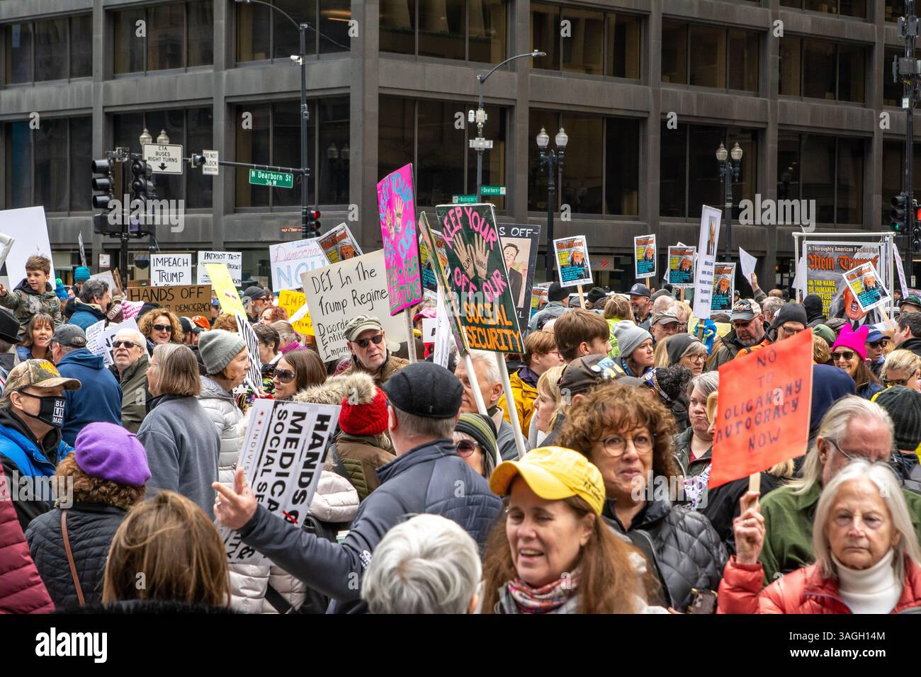 Chicago, Illinois, USA - April 5th, 2025: The "Hands Off" protest in ...