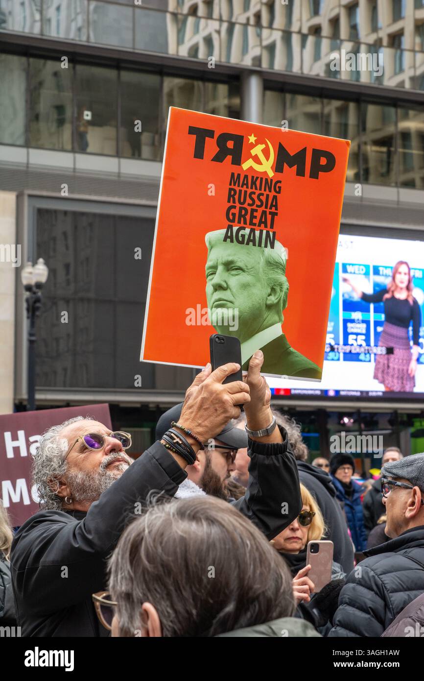 Chicago, Illinois, USA - April 5th, 2025: The "Hands Off" protest in ...