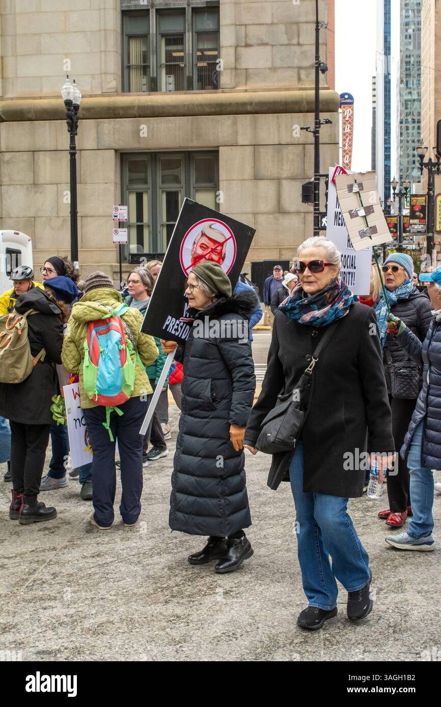 Chicago, Illinois, USA - April 5th, 2025: The "Hands Off" protest in ...