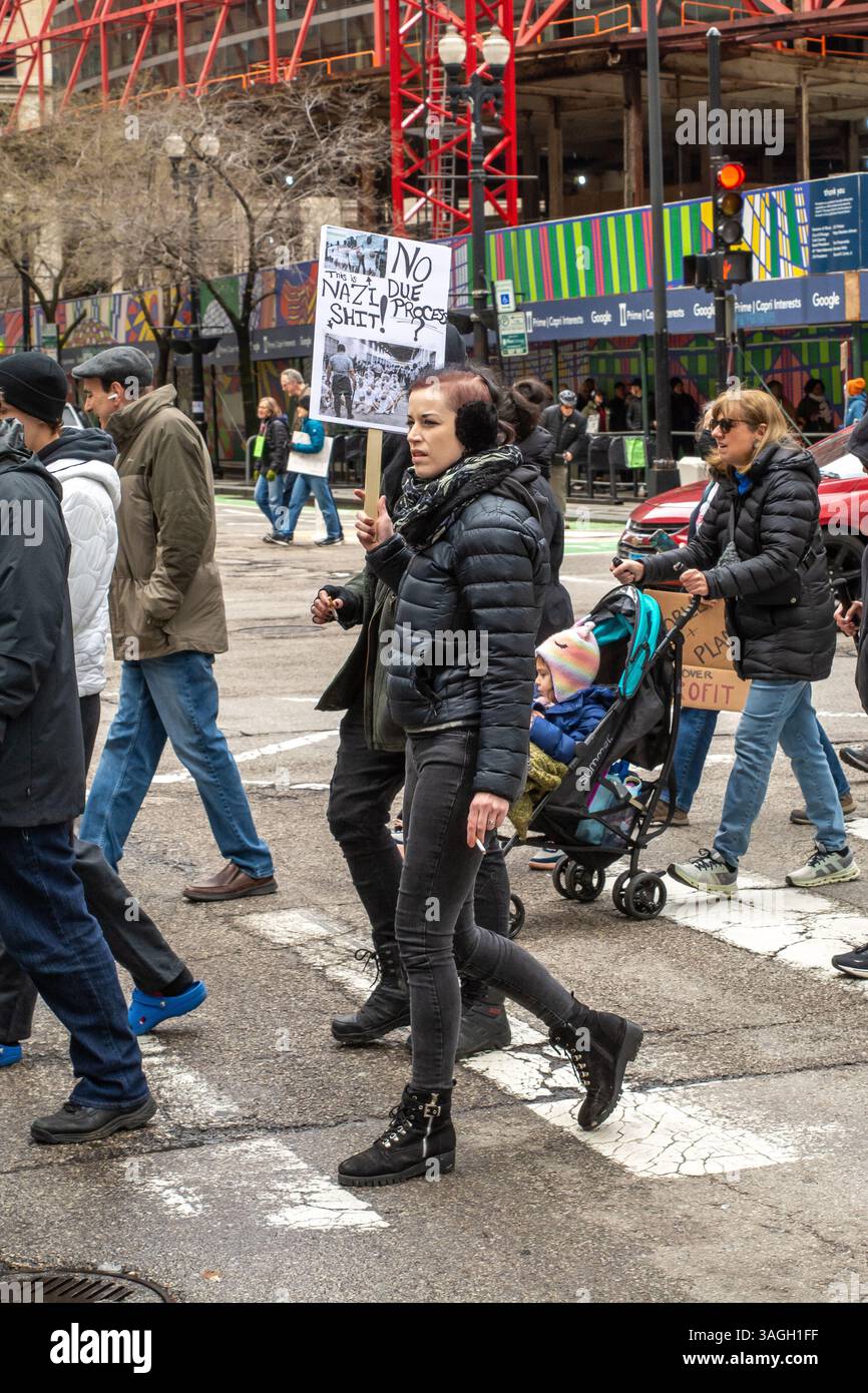 Chicago, Illinois, USA - April 5th, 2025: The "Hands Off" protest in ...