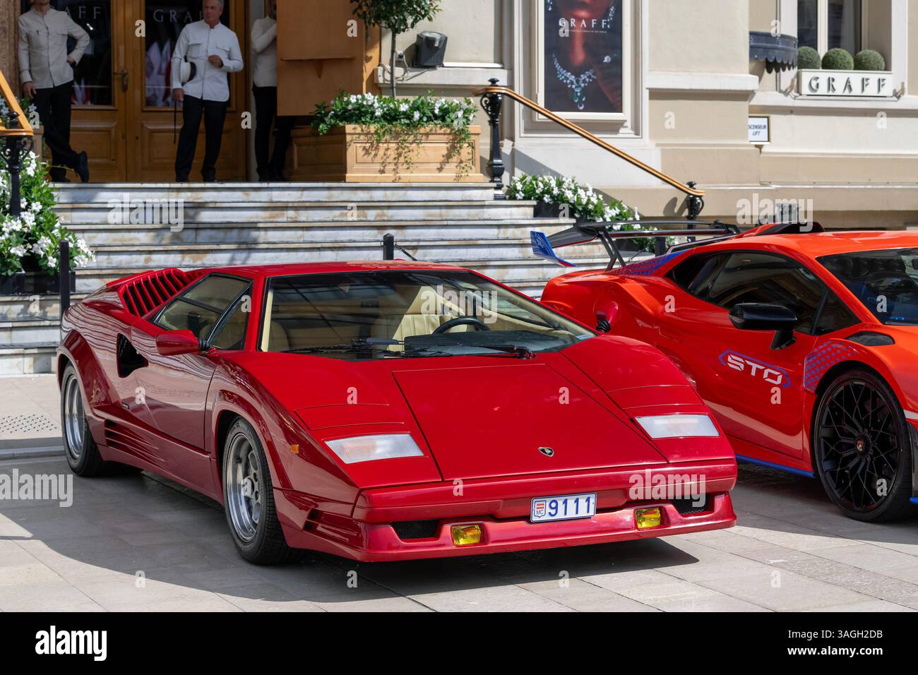 Monte Carlo, Monaco - View on a red Lamborghini Countach 25th ...