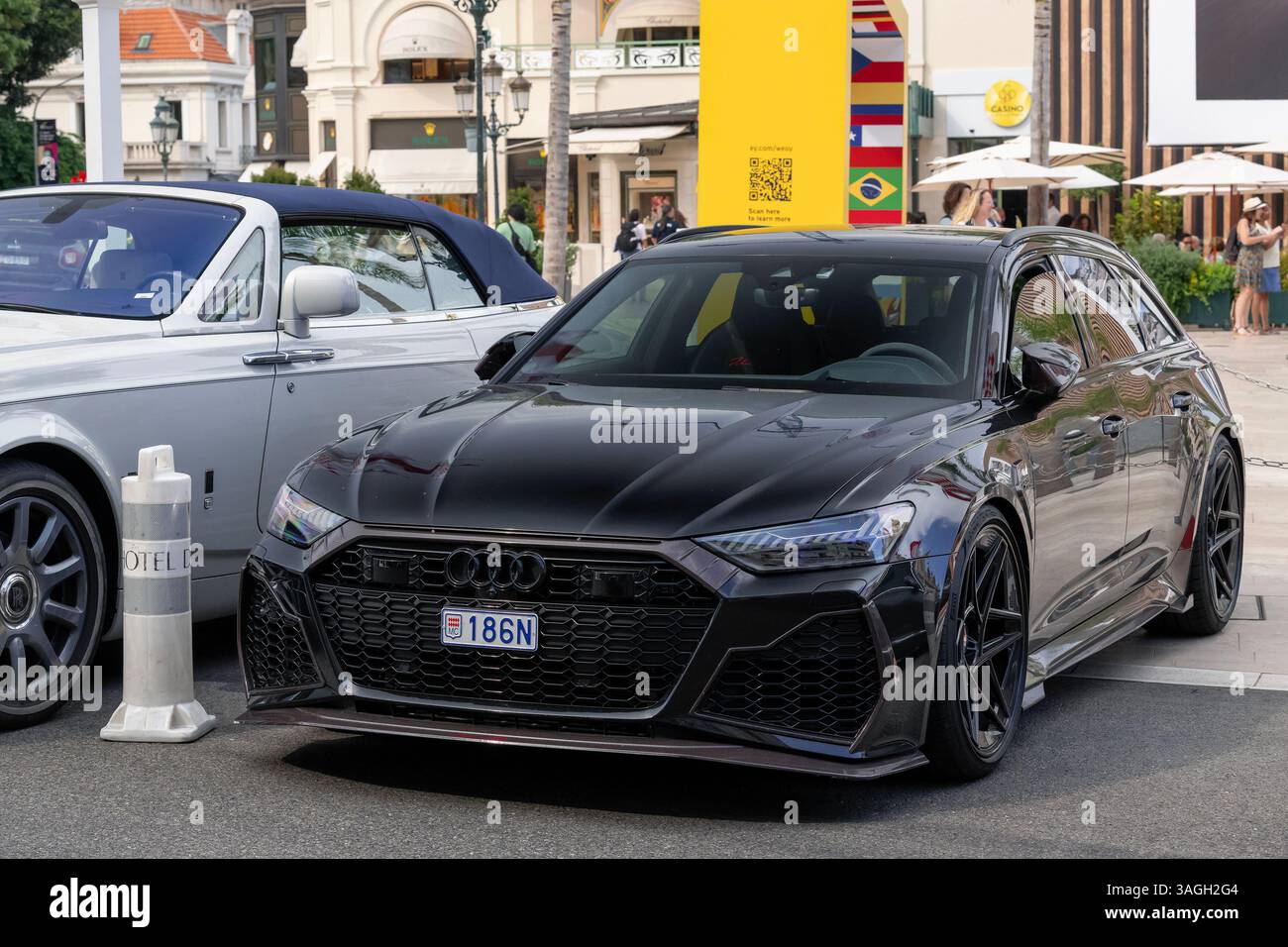 Monte Carlo, Monaco - View on a black Audi ABT RS6 Avant C8 Johann Abt ...