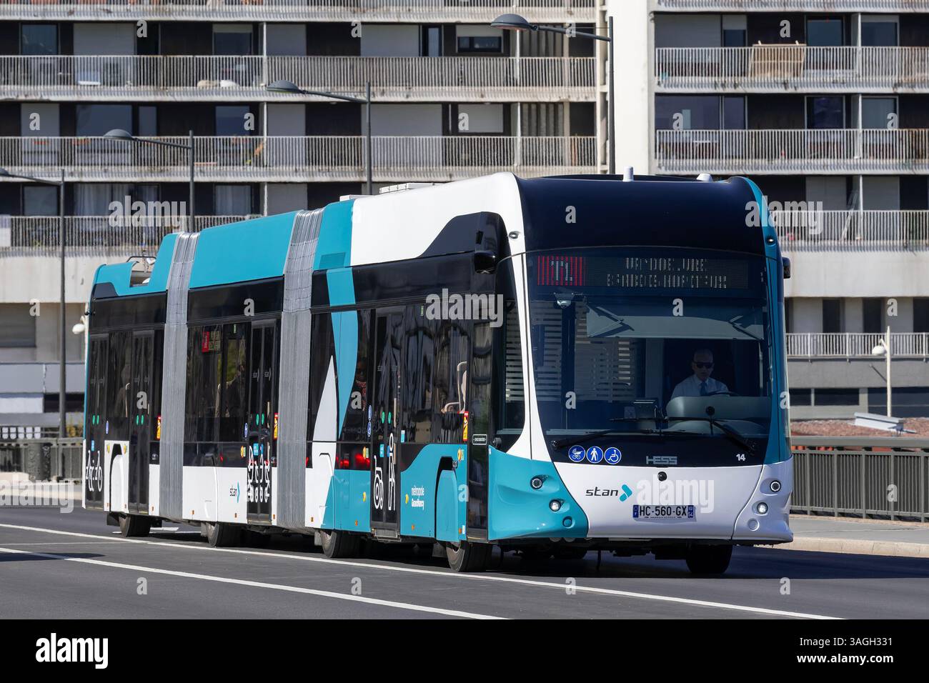 Nancy, France - View on a bi-articulated trolleybus Hess lighTram 25 ...